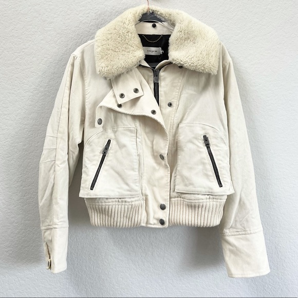 Coach | Jackets & Coats | Coach Corduroy Utility Jacket Cream Size 2 ...